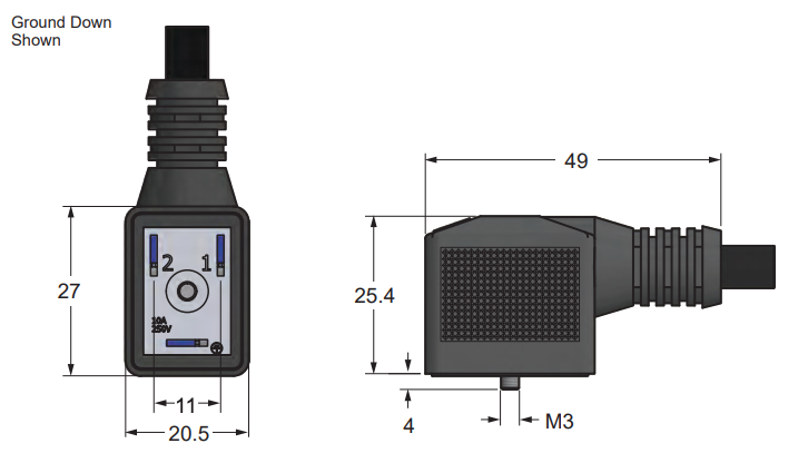 Canfield Mini 11m Form B Molded Din Connector