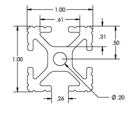 TSLOTS TS10-10 GR Black 1" x 1" Grooved .26" Aluminum Extrusion